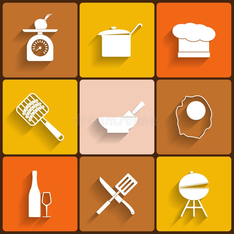 Cooking vector icons stock vector. Illustration of sausage - 36044754