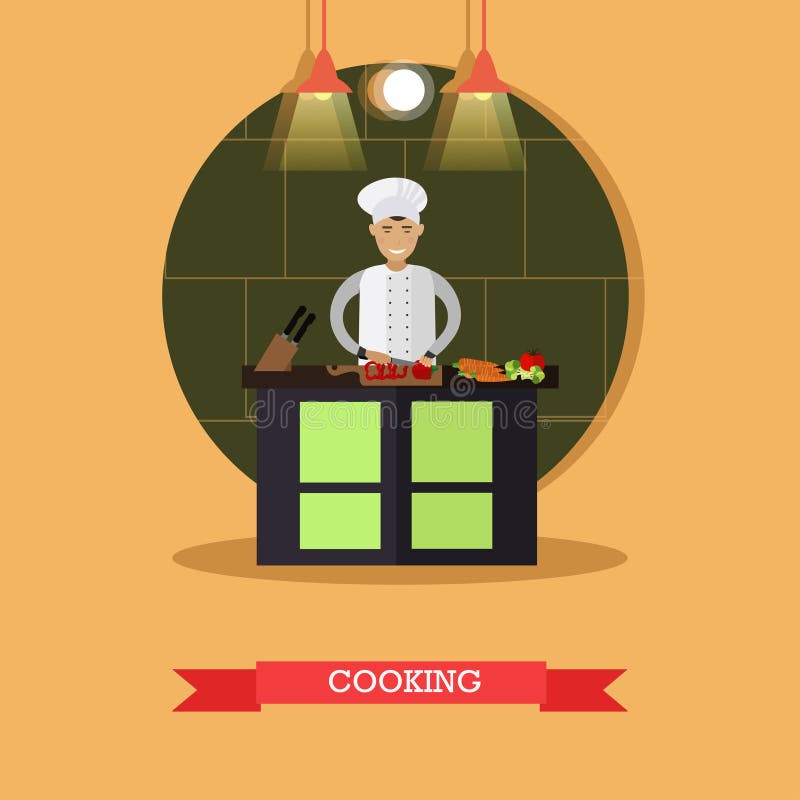 Cooking Vector Illustration in Flat Style Stock Vector - Illustration ...