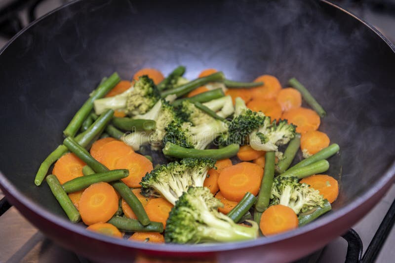 Cooking Vegetables in Pan Closeup Stock Photo - Image of fresh ...