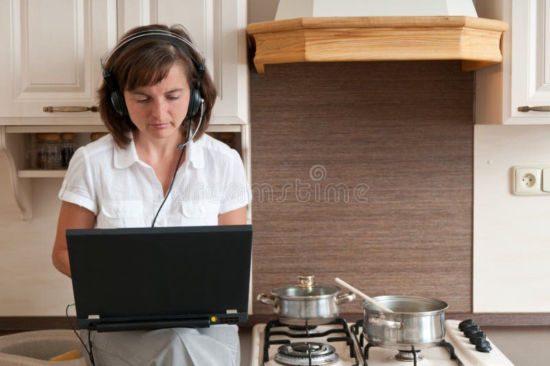 Cooking and Working from Home Stock Image - Image of work ...