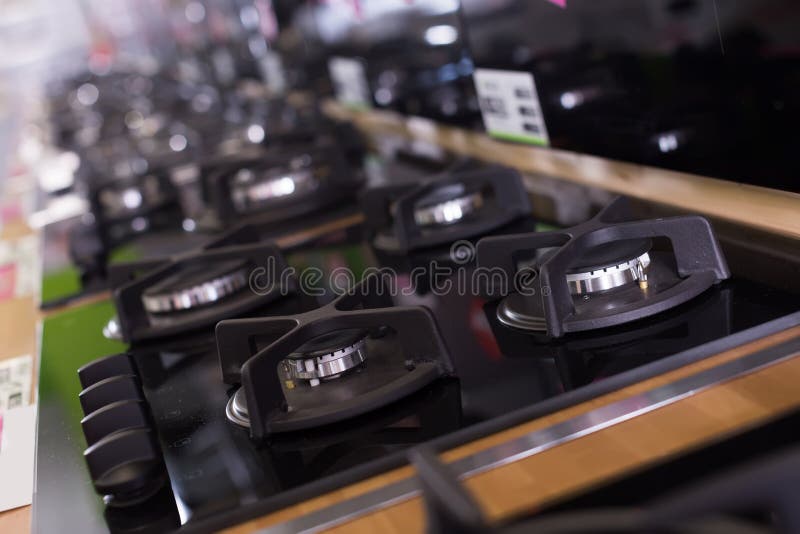 Cooktops in Household Appliances Shop Stock Photo - Image of variety ...