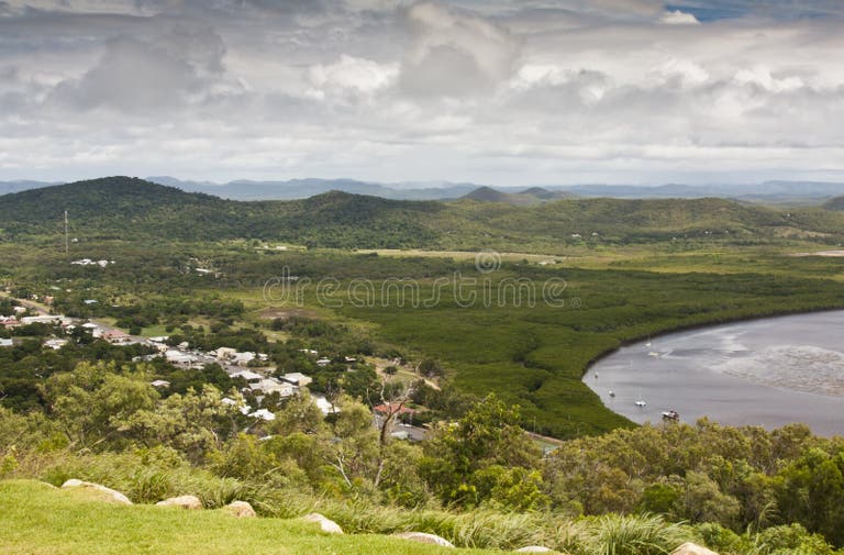 Aerial View of Cooktown Australia Stock Image - Image of ocean, clouds ...