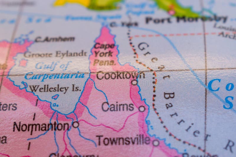 Cooktown on the World Map-Geo Political Map Stock Image - Image of ...