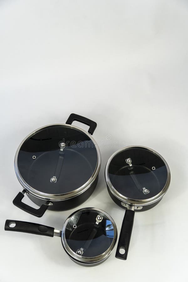 Cookware Set with White Bottom, Cookware, Metal, Black Handle, Mexico ...