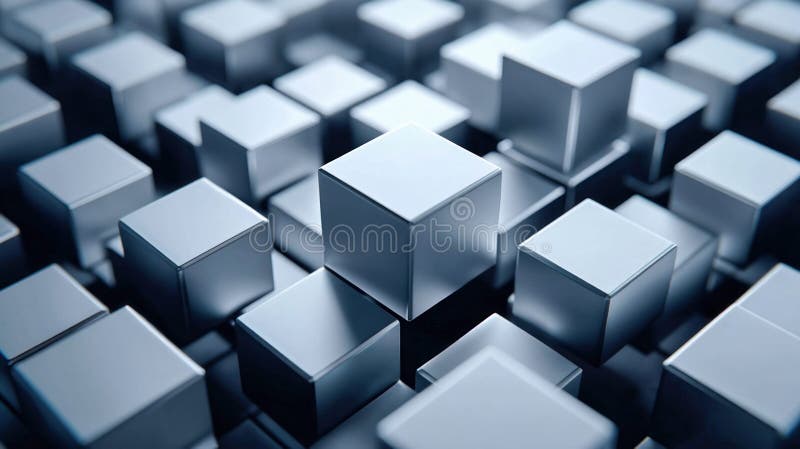 A Cool, Abstract Composition of Multiple Metallic Cubes in a Repeating ...