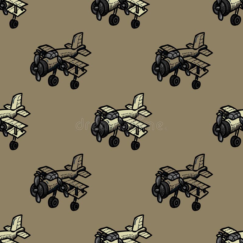 Cool Airplane Seamless Pattern Stock Vector - Illustration of aircraft ...
