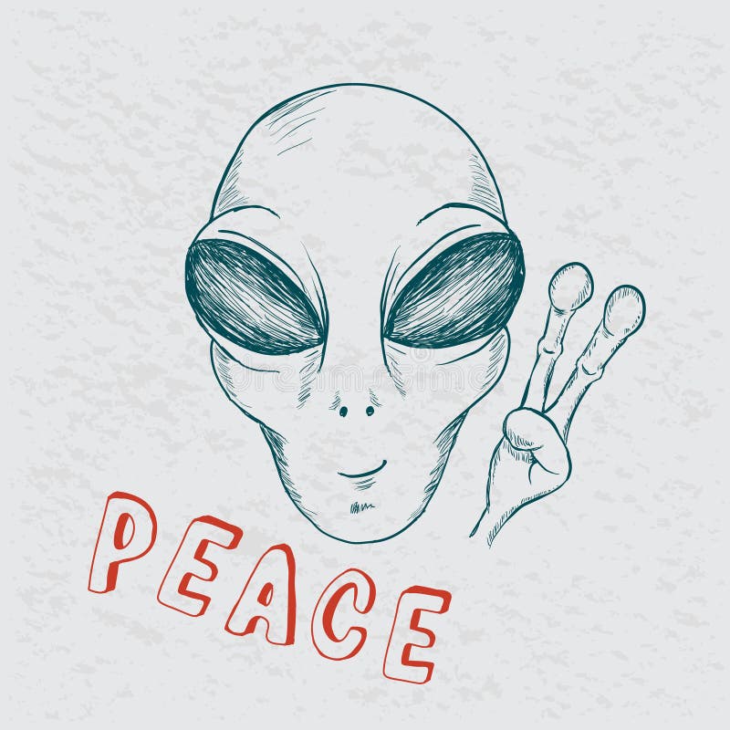 Cool Alien Show Symbol of Peace Stock Vector - Illustration of fiction ...