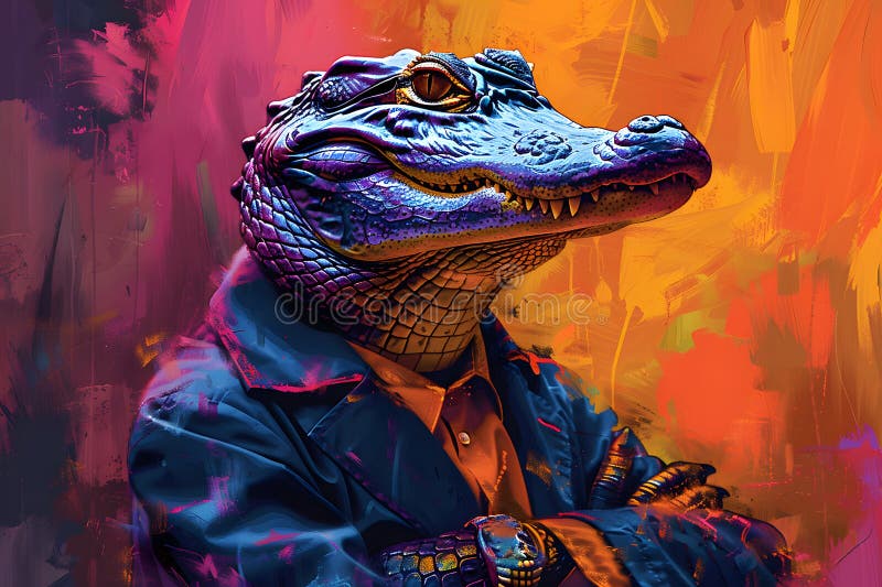 Cool Alligator in Suit, Comic Book Style Illustration Stock ...