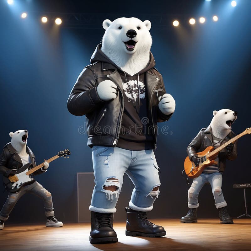 A Cool Anthropomorphic Polar Bear Singing on a Mic. AI Generated Stock ...