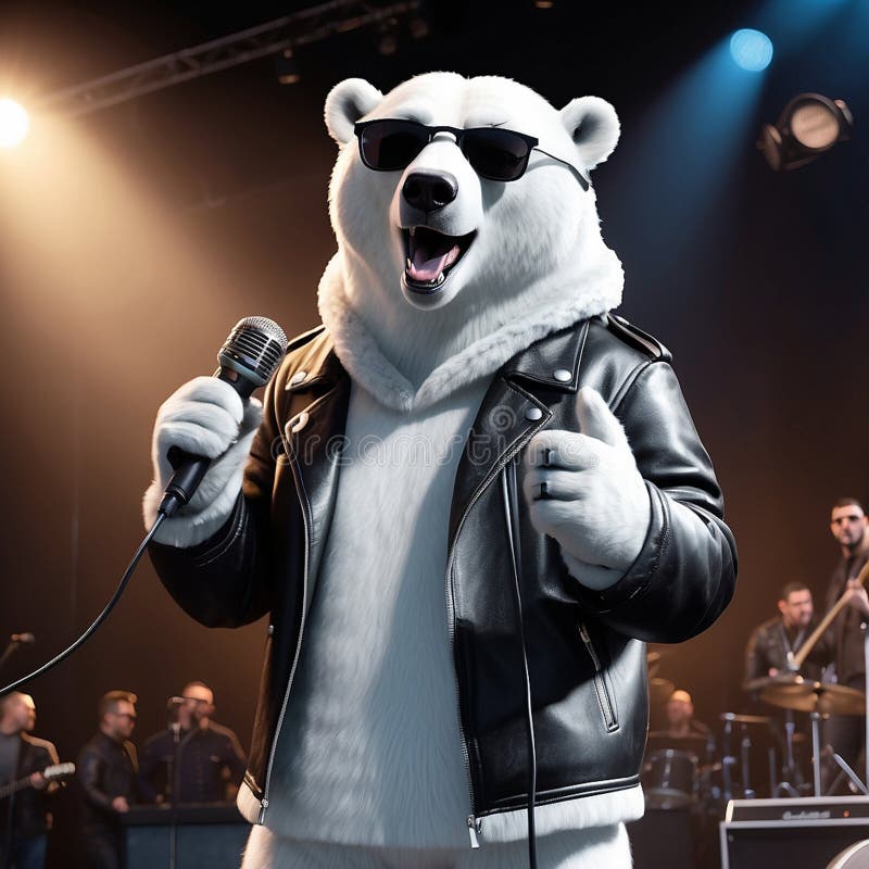 A Cool Anthropomorphic Polar Bear Singing on a Mic. AI Generated Stock ...