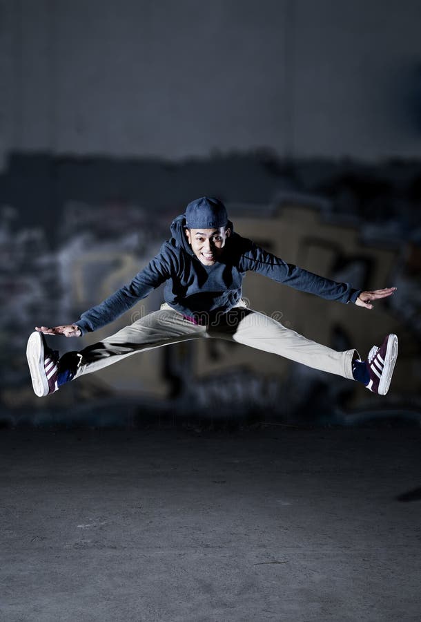 Cool Asian Man Jumping while Dancing Stock Image - Image of breakdancer ...
