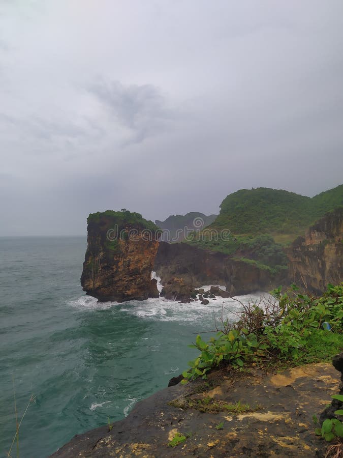 Cool Atmosphere in the Morning on the Cliff Side of the Beach Stock ...