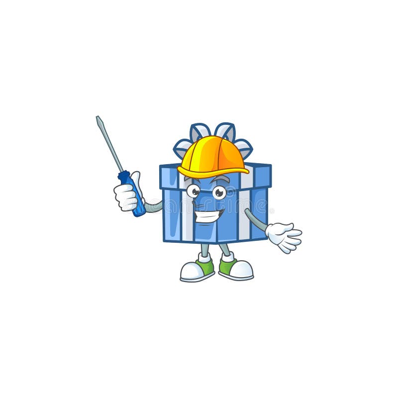 Cool Automotive Blue Gift Box Presented in Cartoon Character Style ...