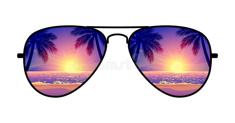 Cool Aviator Sunglasses Sunset Beach Stock Vector - Illustration of ...
