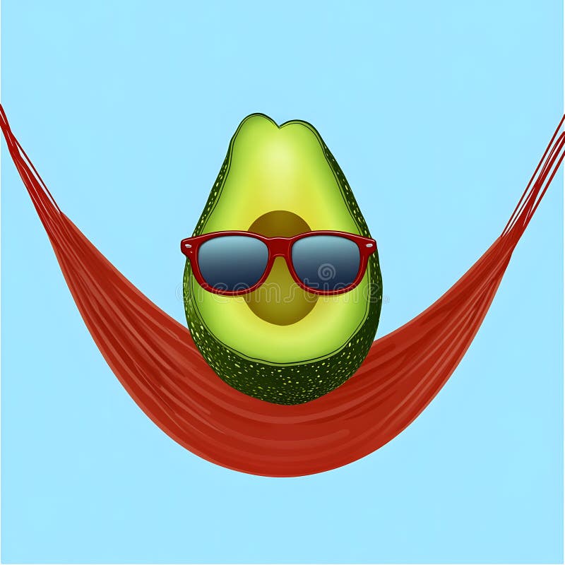 Cool Avocado Relaxing in a Hammock Stock Illustration - Illustration of ...