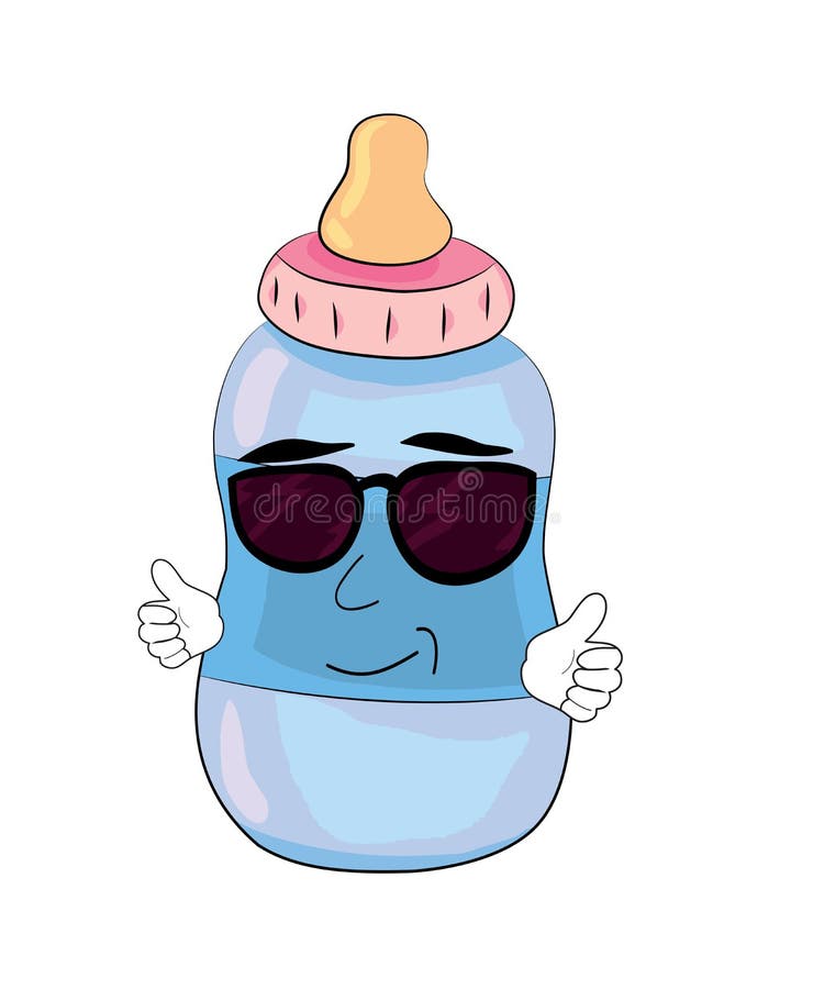 Cool baby bottle cartoon stock illustration. Illustration of clipart ...