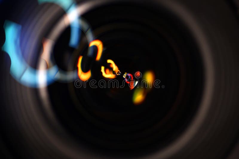 Cool Background of Light Trails on a Camera Lens Stock Photo - Image of ...