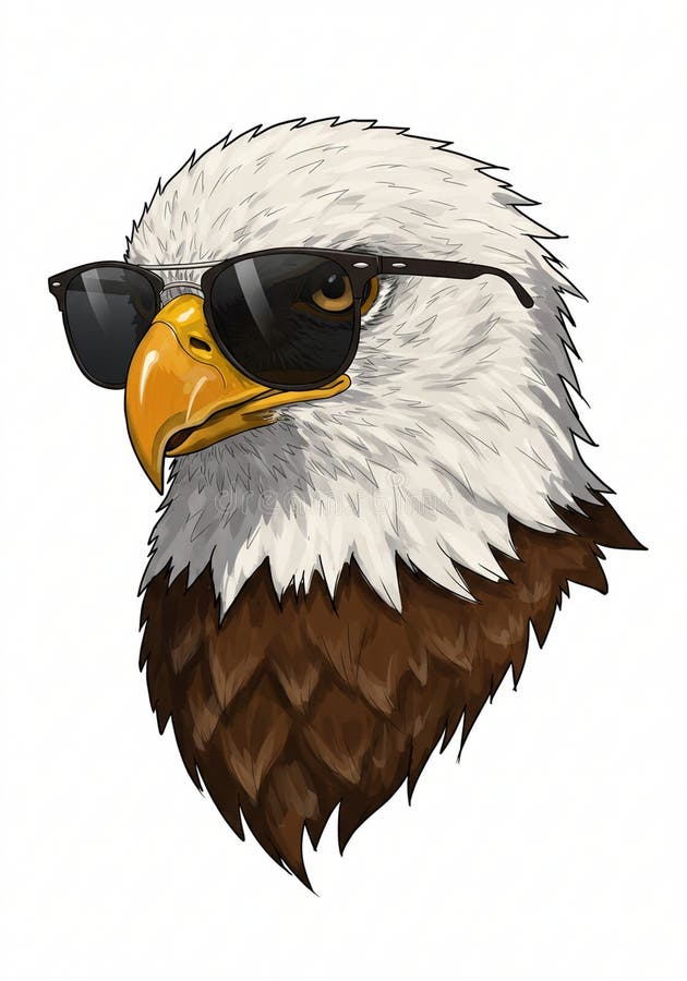 Cool Bald Eagle Portrait: a Stylish, Hand-Drawn Illustration Stock ...
