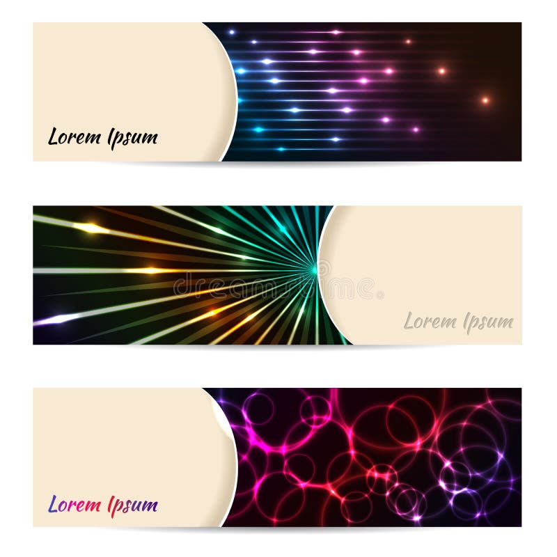 Cool Banner Set of 3 with Bursting Laser Plasma Stock Vector ...