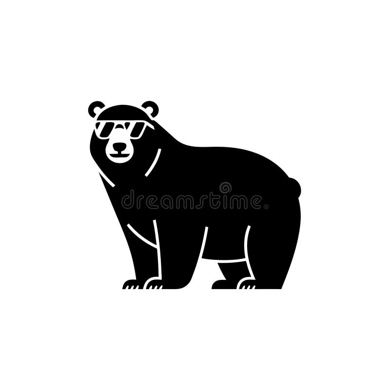Cool Bear Wearing Sunglasses Modern Minimalist Vector Illustration ...