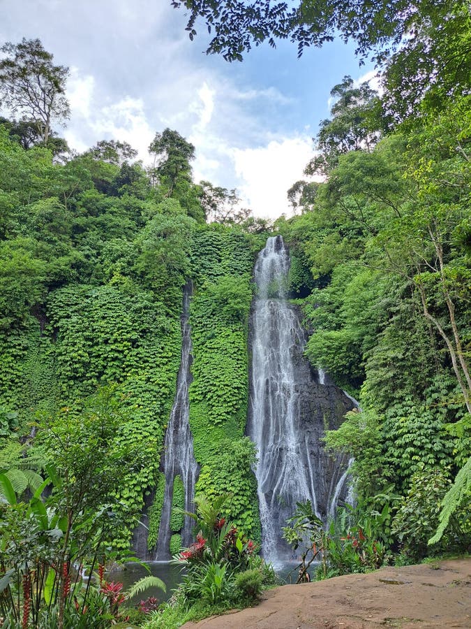 Cool and Beautiful Atmosphere in the Crystal Clear Bedugul Waterfall ...