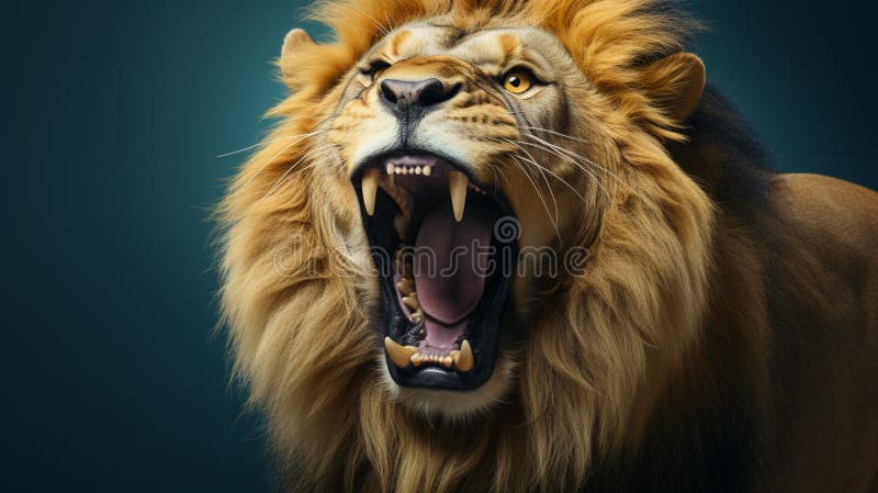 Cool Beautiful Lion Holding and Screaming. Generative Ai Stock ...