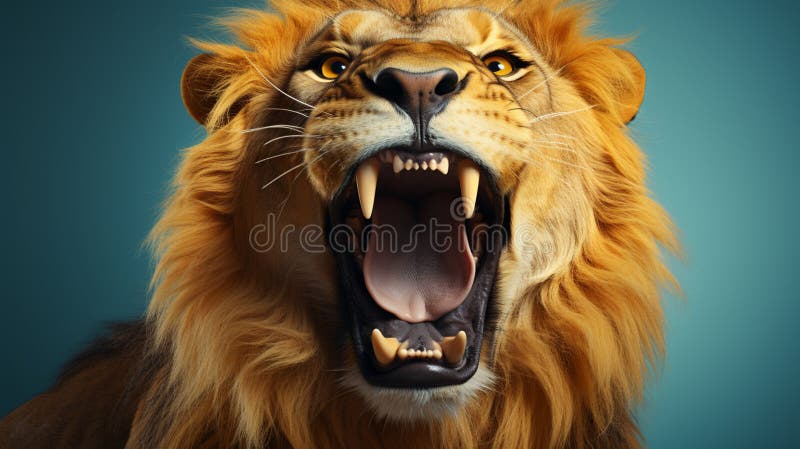 Cool Beautiful Lion Holding and Screaming. Generative Ai Stock ...