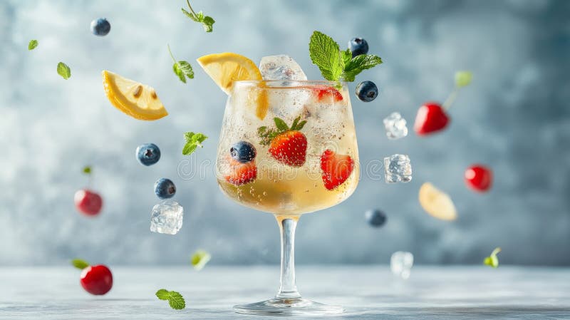 Cool Berry Drink for Summer with Floating Fruit Slices Stock Image ...