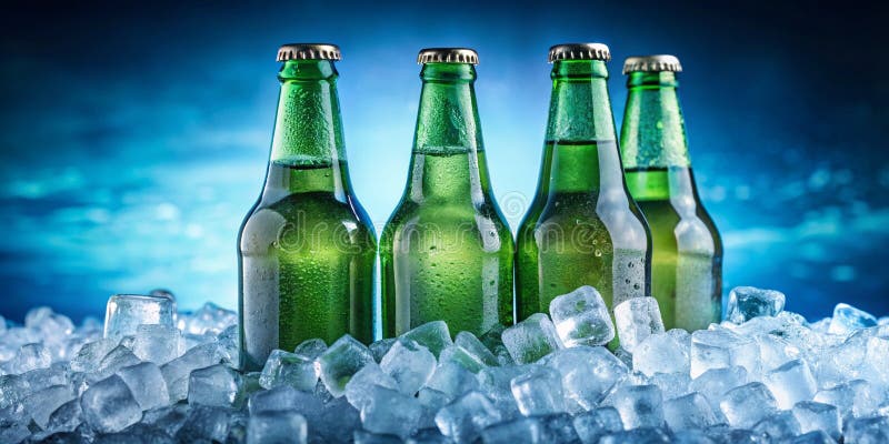 Cool Beverage Bottles Nestled among Refreshing Ice Cubes Generative AI ... Cool Beverage Bottles Nestled among Refreshing Ice Cubes Generative AI ...