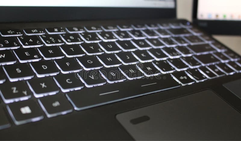 Cool Black Laptop Keyboard with Backlit Buttons Stock Photo - Image of ...