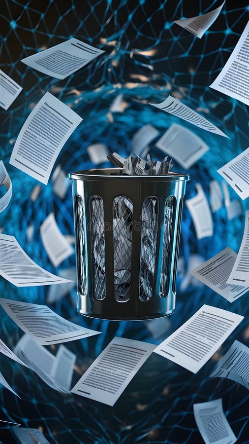 Cool Blue Digital Trash Bin Deletes Floating Documents in Mesh Network ...