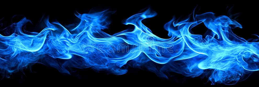 Cool Blue Flames Vibrant Flames Dance Across a Black Backdrop, Offering Ample Copy Space Stock ...