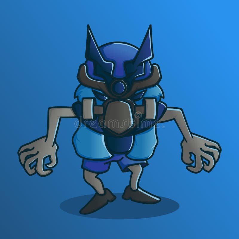 Cool Blue Goblin Mascot Character Design Using a Mask Stock Vector ...