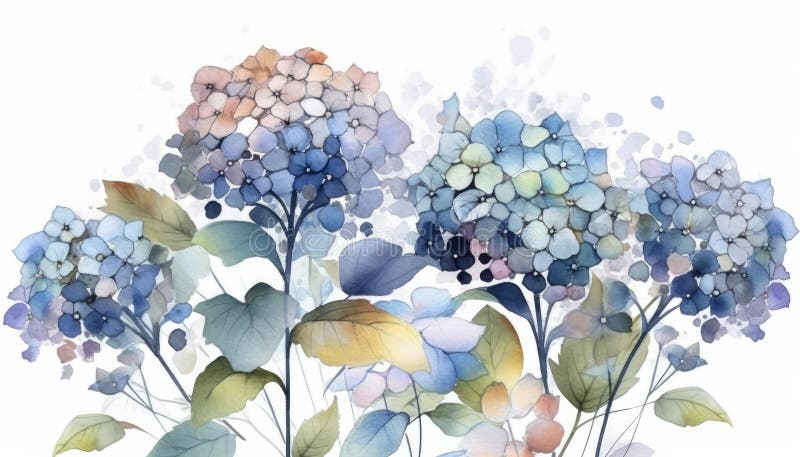 Cool Blue Hydrangea Cluster on White Background for Contemporary ...