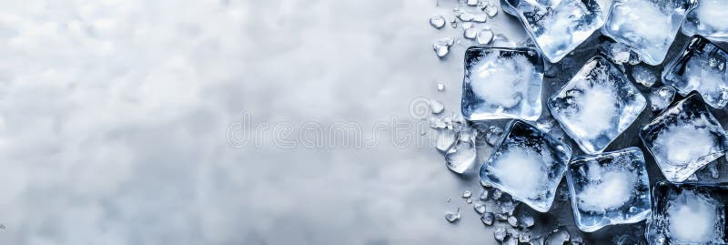 Cool Blue Ice Cubes Scattered on a Textured Gray Background for Summer ...