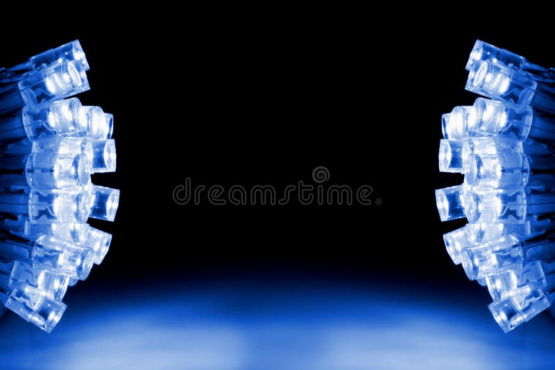Cool Blue LED Lights Closeup with Reflection Stock Photo - Image of ...