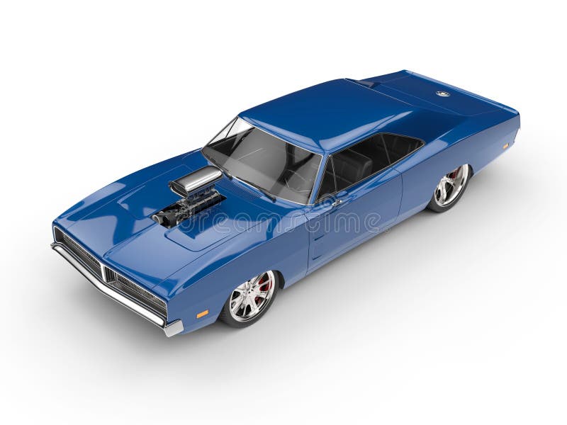Cool Blue Muscle Car - Top View Stock Illustration - Illustration of ...