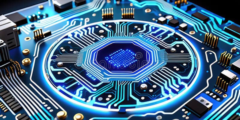 A Cool Blue Representation of a Computerâ Stock Illustration ...