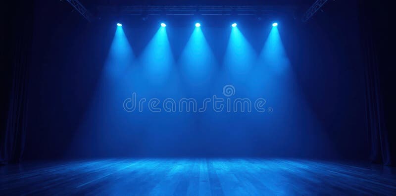 Cool Blue Stage Lights Illuminate Empty Theater, Azure, Cold, Show ...