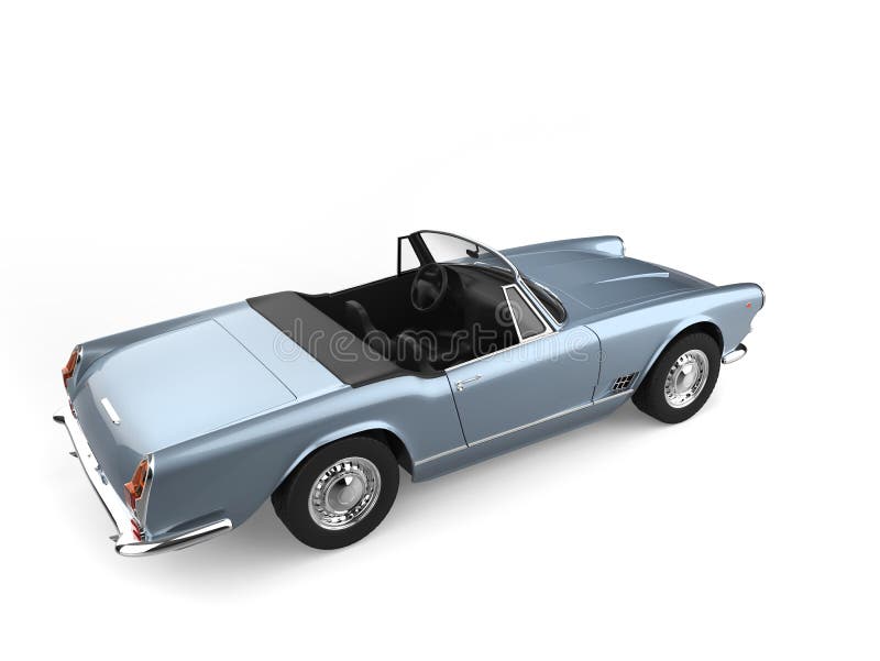 Cool Blue Vintage Convertible Cabriolet Car - Rear View Stock ...