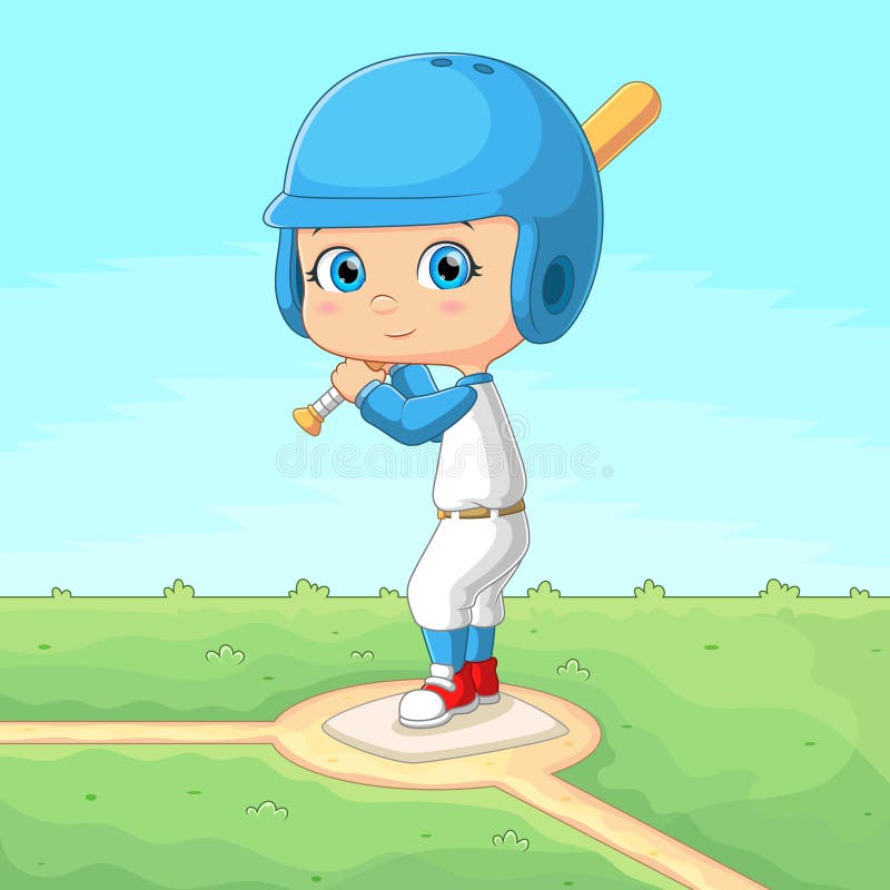 The Cool Boy is Playing Baseball in a Baseball Field and Ready To Hit ...