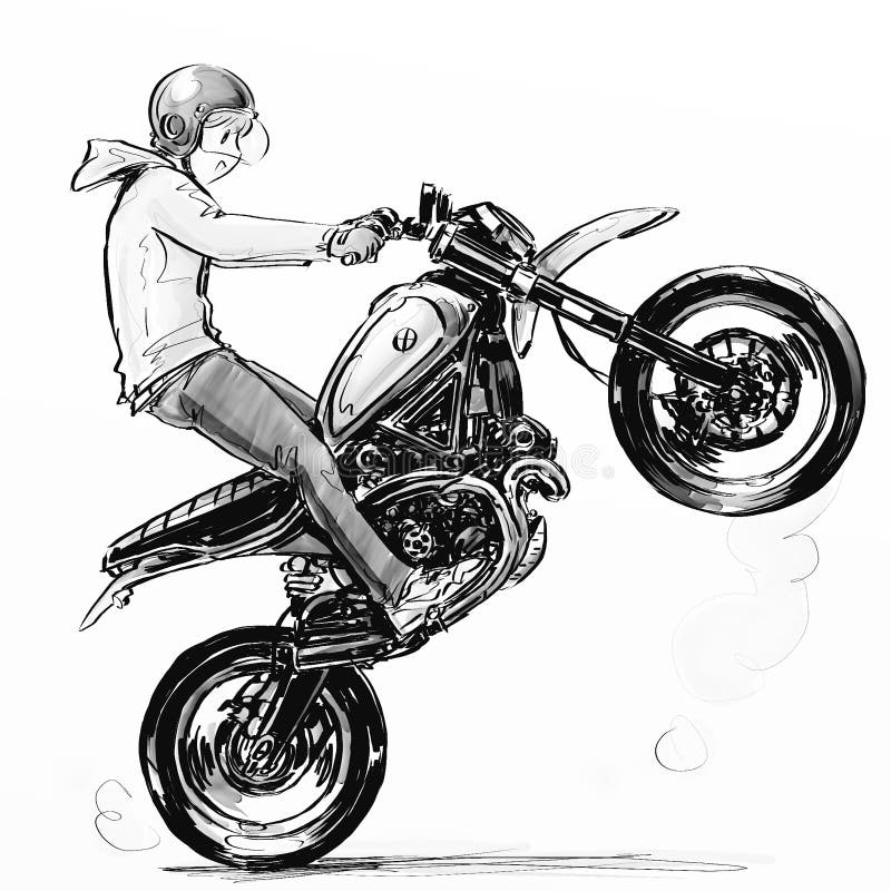 Cool man riding motorcycle stock illustration. Illustration of drawing ...