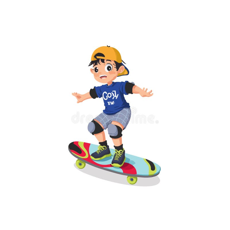 Cool Boy on Skateboard Vector Stock Illustration - Illustration of ...