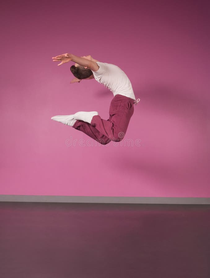 Focused Male Ballet Dancer Leaping Up Stock Photo - Image of elegant ...