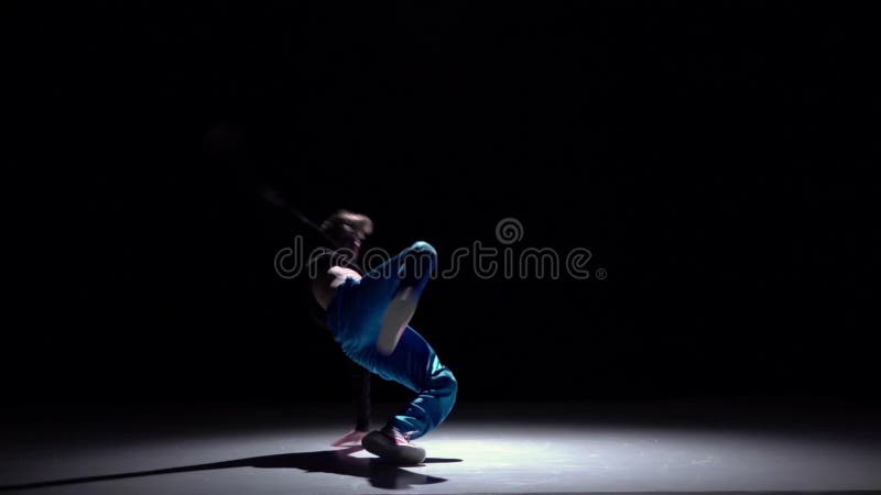 Stylish Breakdance Style Dancer Goes Dance Black Shadow Slow Motion ...