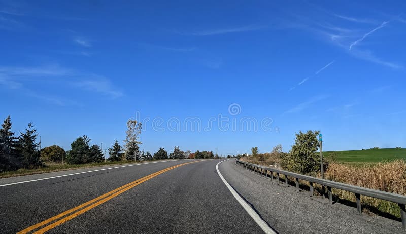 Cool, Bright Fall Morning Ont he Highway, Upstate NY, USA Stock Image ...