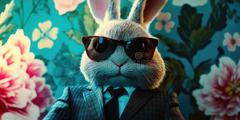 Cool Bunny stock photo. Image of sunglasses, cool, suit - 362058840