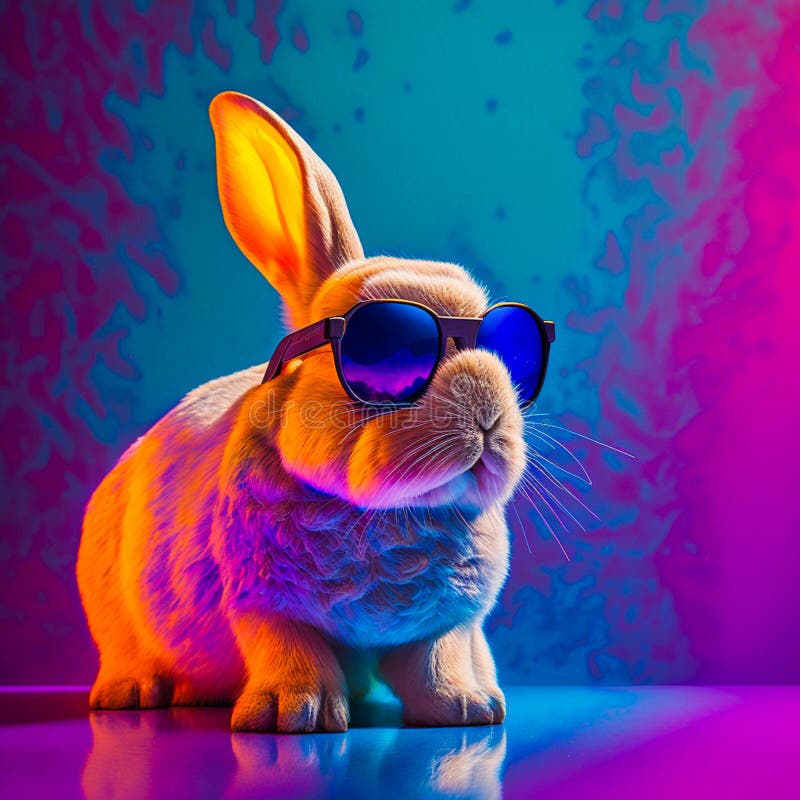 Cool Rabbit Bunny Sunglasses Colorful Background Generative Ai Stock ...