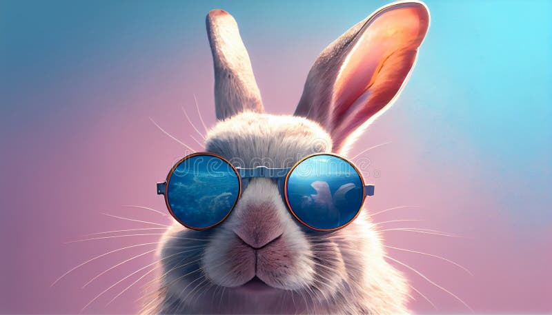 Cool Rabbit Bunny Sunglasses Colorful Background Generative Ai Stock ...
