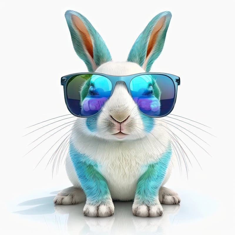 Cool Bunny with Sunglasses on a White Background. Happy Easter Card ...
